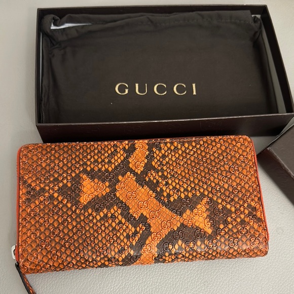 Gucci | Other | Gucci Orange And Brown Wallet | Poshmark